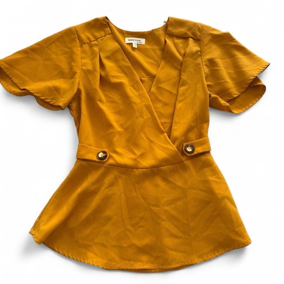 Monteau | Tops | Monteau Golden Wrap Blouse | Poshmark